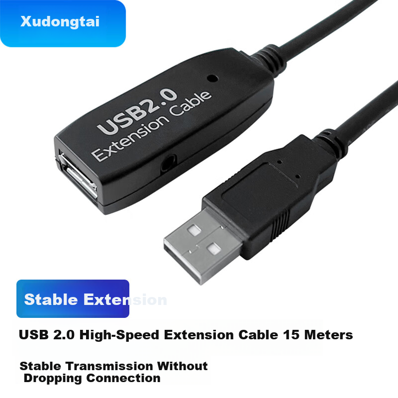XUDONGTAI USB 2.0 кабель-удлинитель мужской к женскому 15 м с усилителем сигнала и источником питания Версия：15
