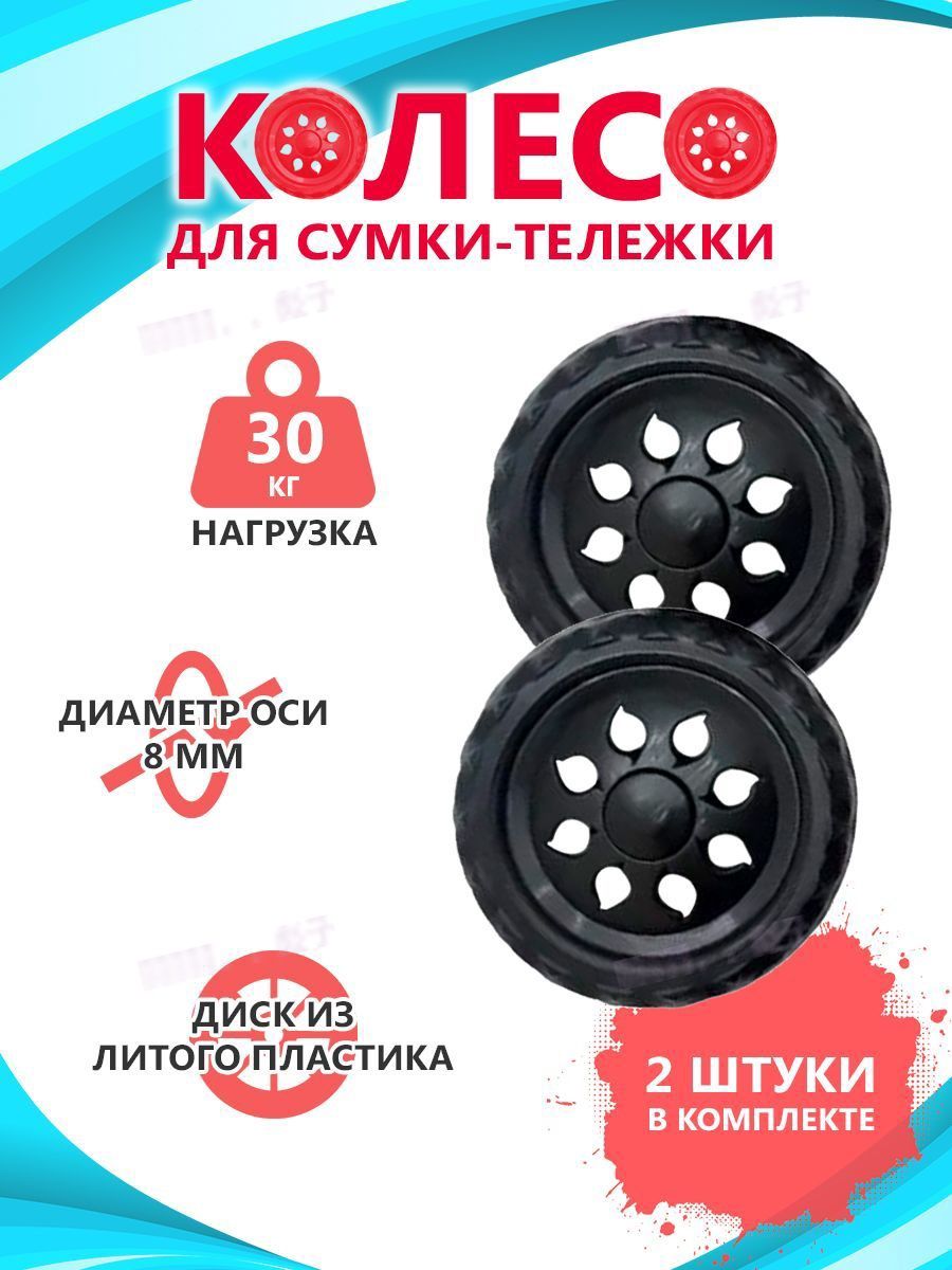 Колесо для сумки-тележки D 16 см, 2 шт