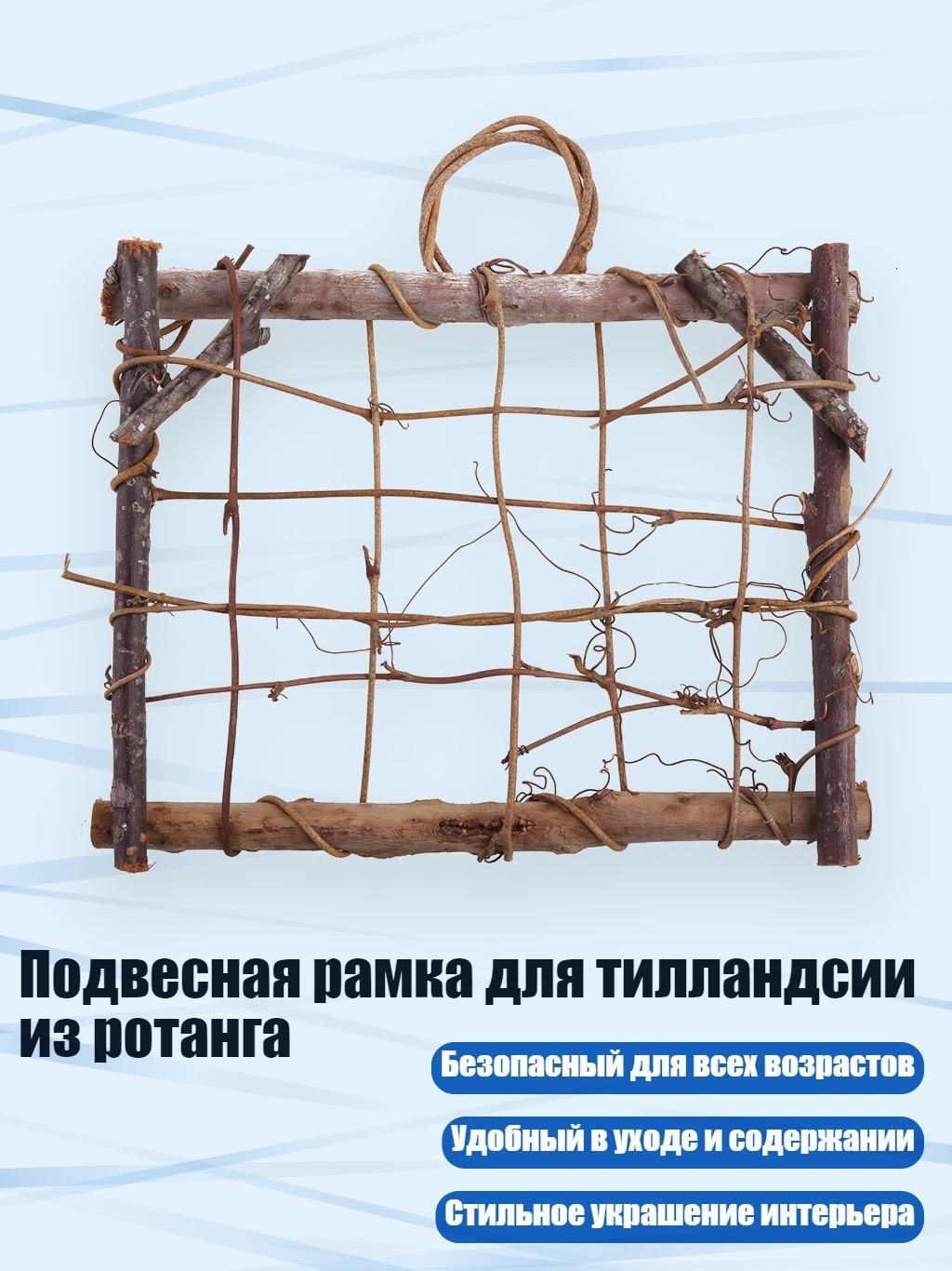Подвесная рамка для тилландсии из ротанга, - L
