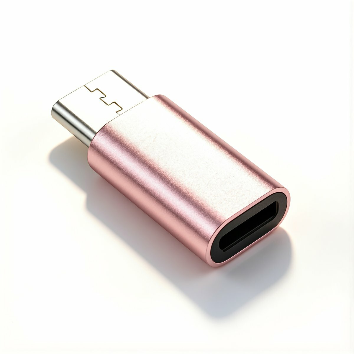 Переходник микро USB женский на USB-C алюминиевый корпус поддержка зарядки передача данных функция OTG черный цвет компактный, Розовое золото, переходник Micro USB (жен.) на USB-C, зарядка, передача д