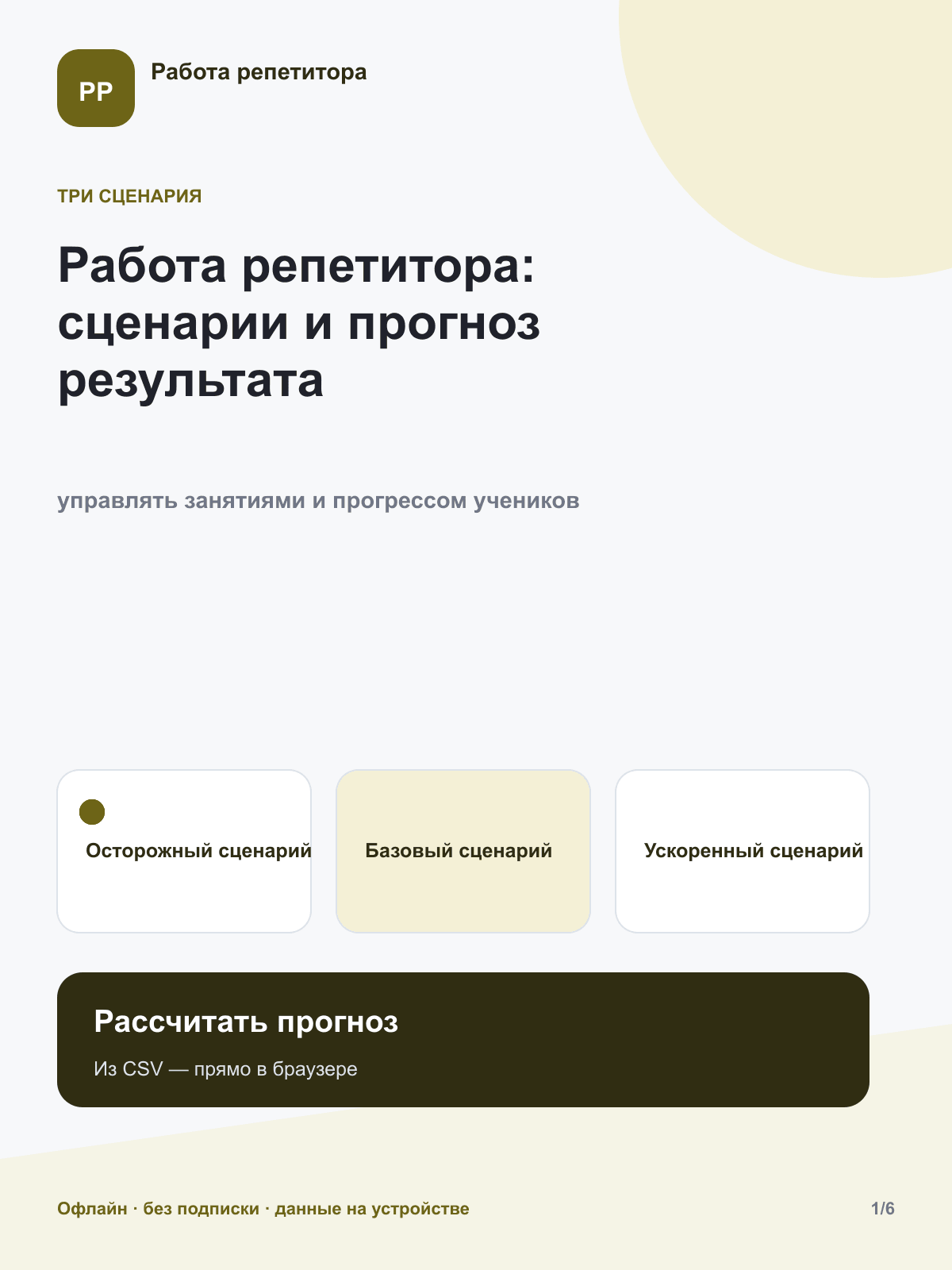 Работа репетитора: сценарный прогноз