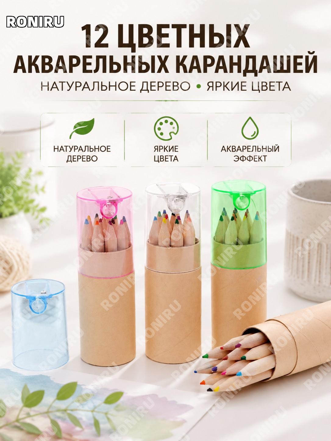 Набор цветных карандашей 12 цветов HB деревянные цветные карандаши для рисования и раскрашивания с пеналом детский