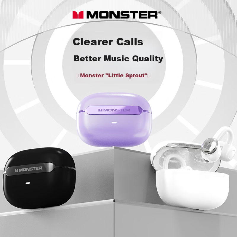 Monster W66 белые костная проводимость беспроводные открытые наушники для спорта бега велосипеда шумоподавление