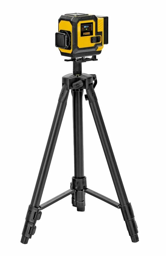 Лазерный уровень мультипризменный DLV-360-3T, 30 м, зеленый луч, Li-Ion 2,4 Aч, штатив Denzel, арт. 350805