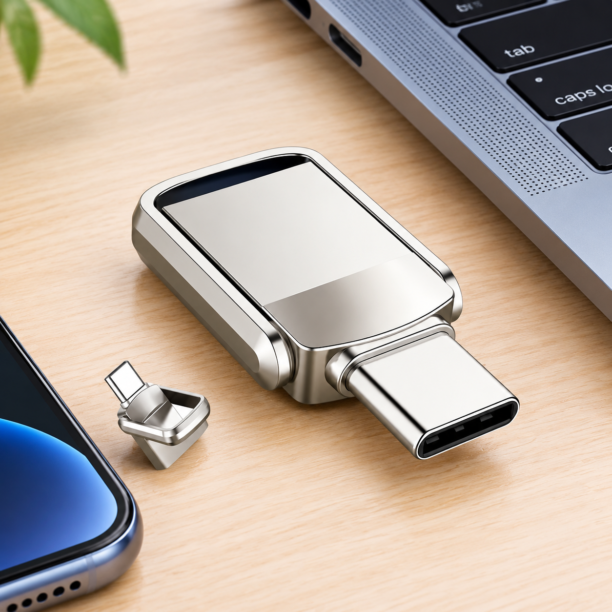 USB-накопитель Type-C 2ТБ, OTG (Цвет товара: серебристый)