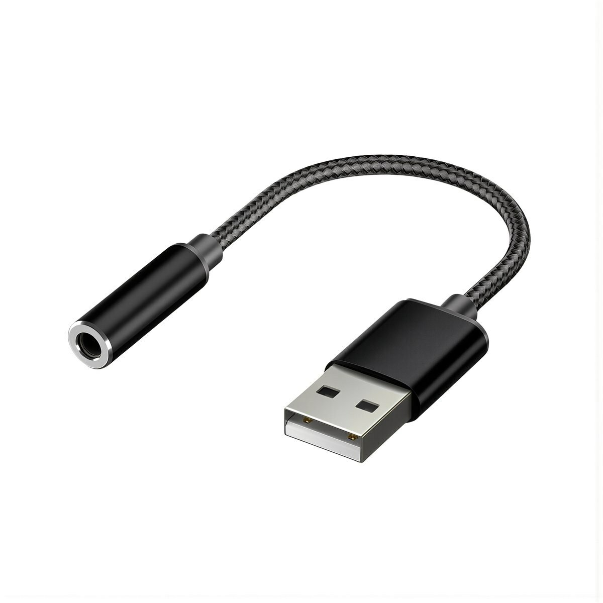 Аудио адаптер USB A на 3.5 мм короткий компактный портативный без драйверов с чипом DAC для ноутбука стационарного компьютера гарнитуры