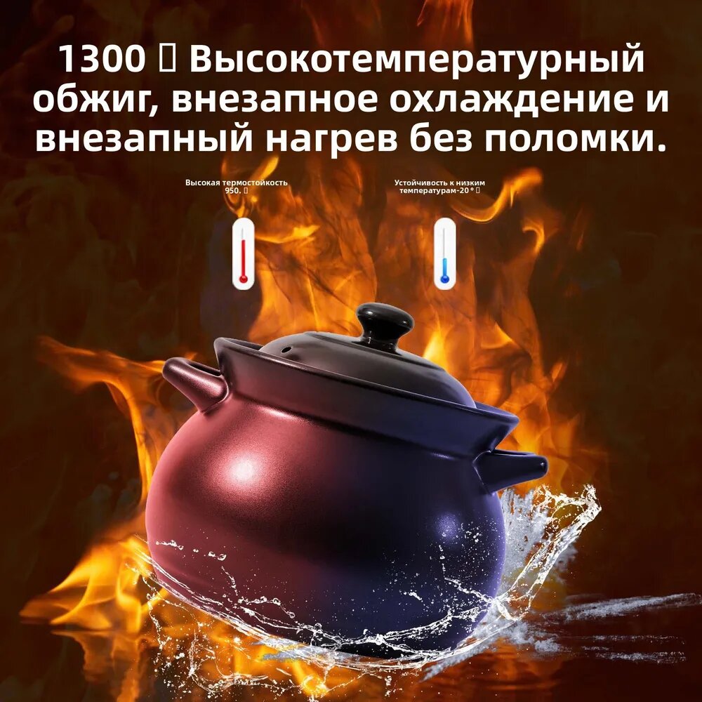 HYY Горшочек для запекания керамический 6 л черный матовый