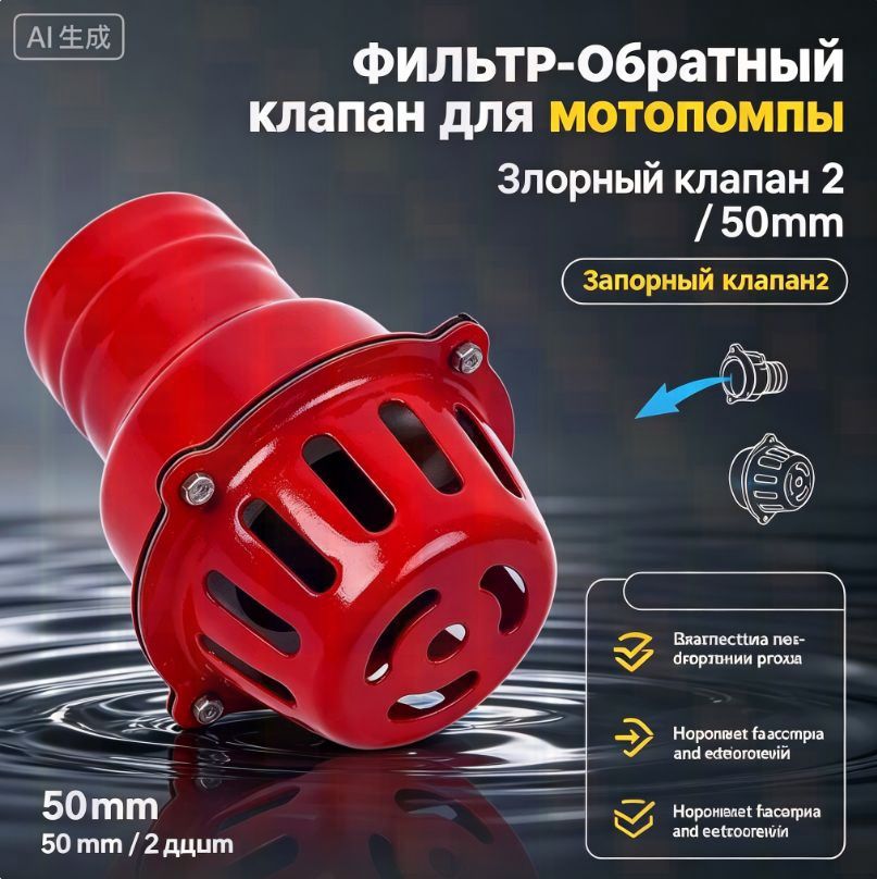 Всасывающий фильтр (железный) с обратным клапаном для насосов, мотопомп 2" (50 мм)