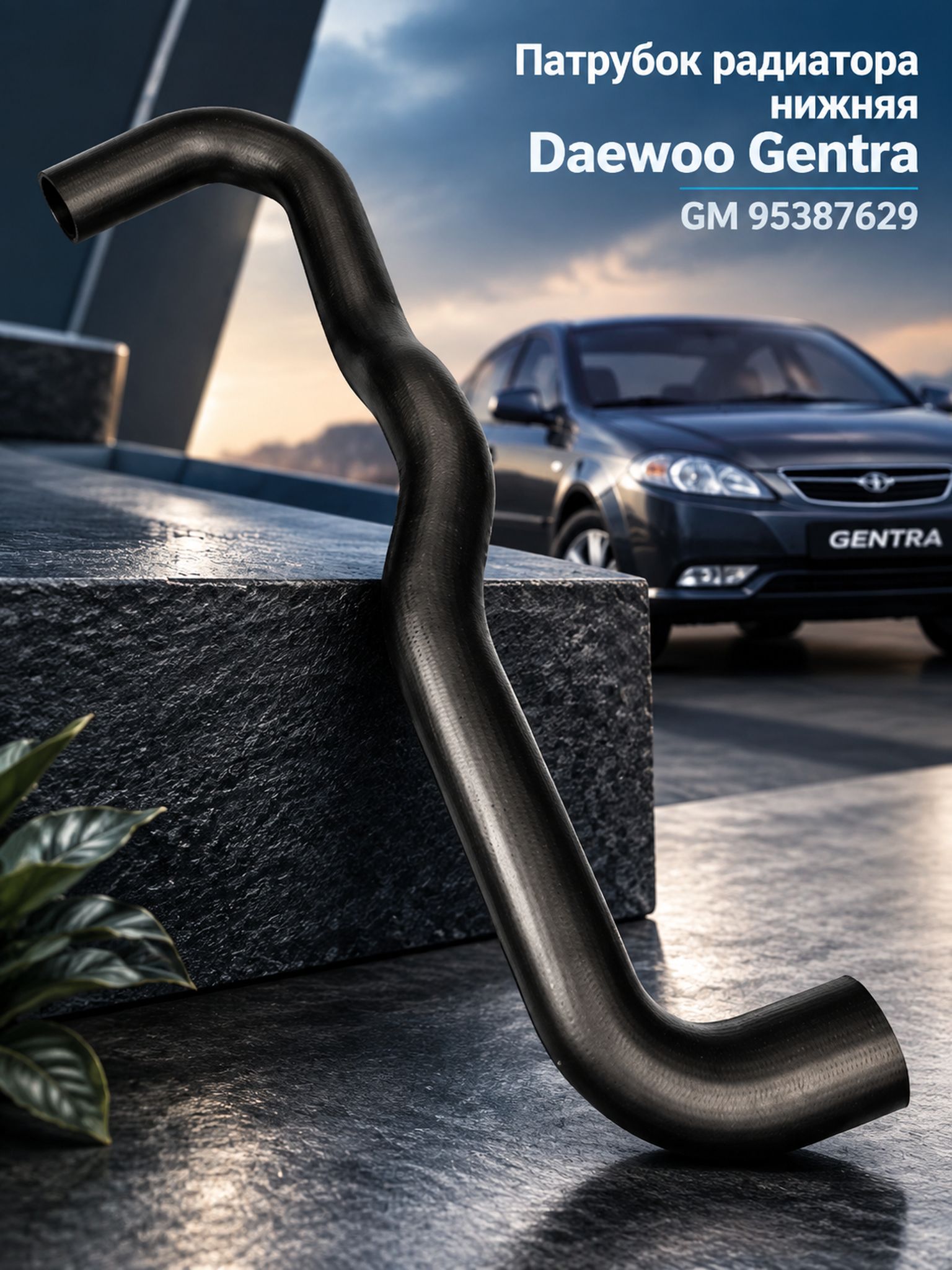 Патрубок радиатора нижняя Daewoo Gentra GM 95387629
