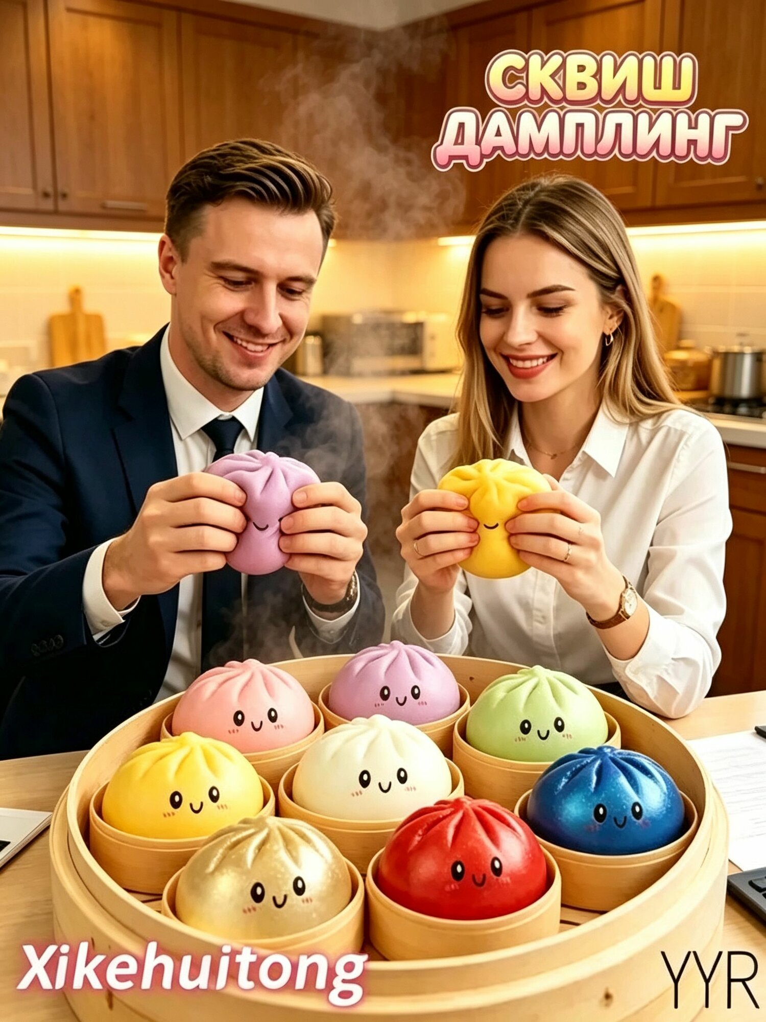 Антистресс сквиш "Дамплинг" пельмень, Мягкая тактильная игрушка, Размер 24,5x12,4x12,2 сантиметров