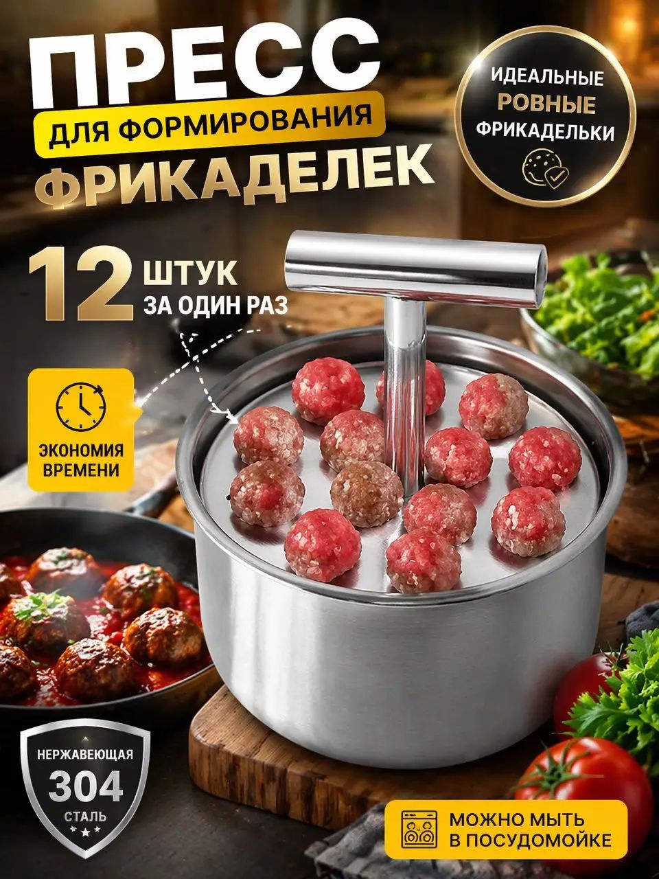 Форма для котлет 1 шт, 14 см, длина 14 см