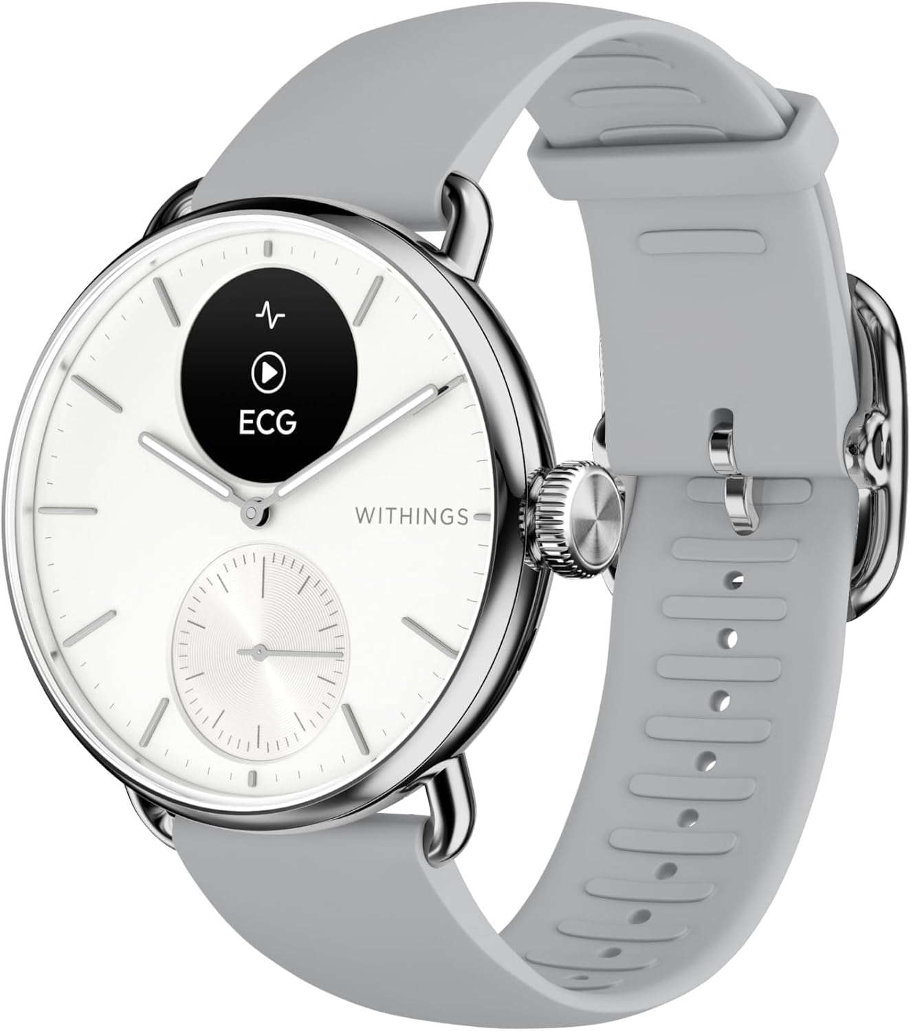 Умные наручные часы Withings Scanwatch 2, 42mm (White silver) мониторинг ЧСС, сна и температуры.