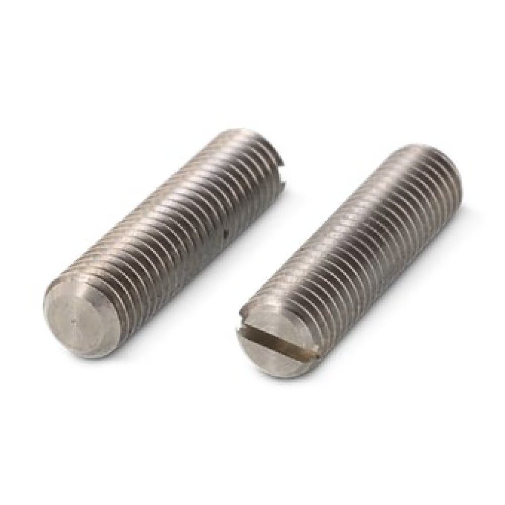 DIN 551 / ISO 4766 Винт установочный с прямым шлицем и плоским концом M2 x 8 А2-Нерж - 10 шт.