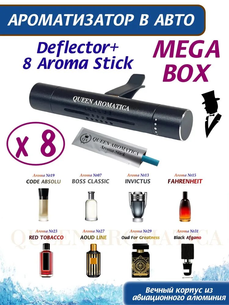 Queen Aromatica Ароматизатор для автомобиля на дефлектор. Deflector + 8 стиков (Mega Box 1)
