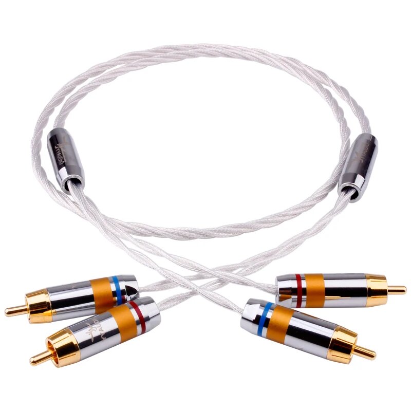 YYAUDIO стерео RCA аудиокабель 2RCA-2RCA из серебра 2 м