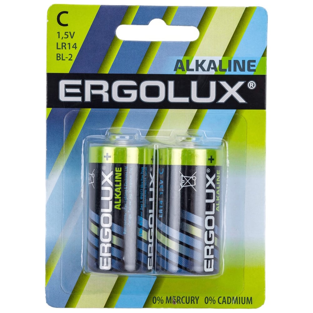 Батарейка Ergolux 1.5В, LR14, Alkaline, BL-2 11751