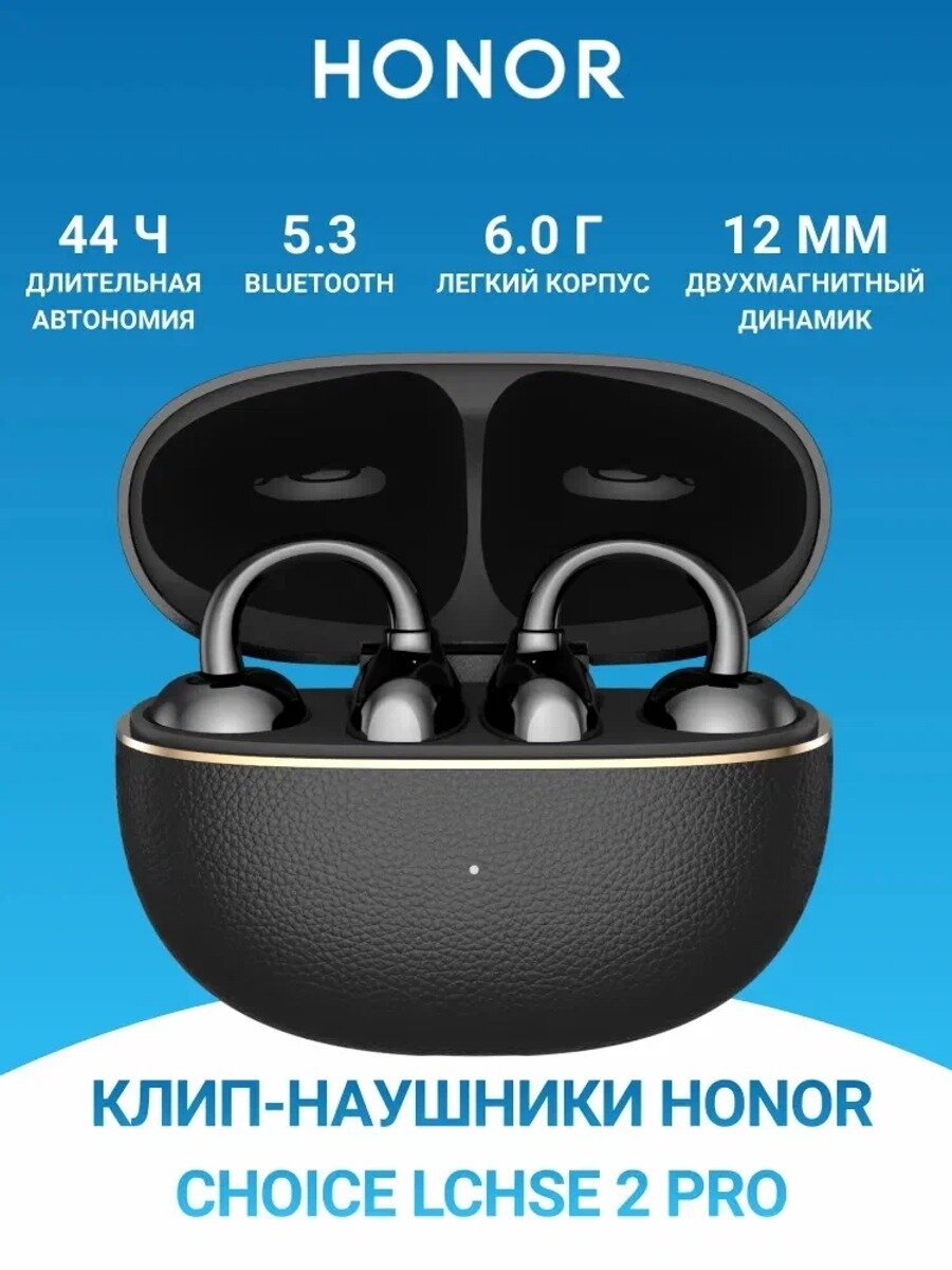 Honor Наушники беспроводные с микрофоном Honor LCHSE Earphones 2 Pro, Bluetooth, USB Type-C, черный
