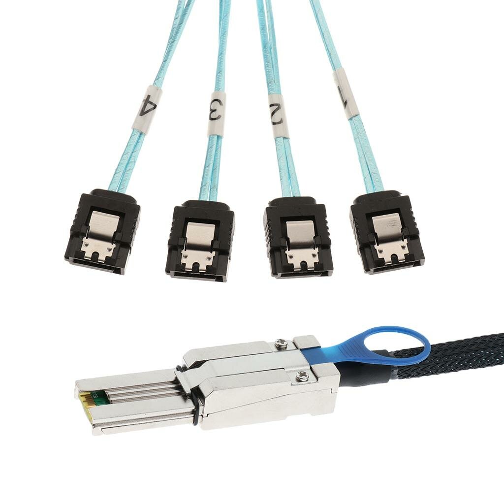 Кабель-адаптер Mini-SAS 26P SFF-8088 на 4x SATA 7Pin 6 Гбит/с 30AGW & 1M