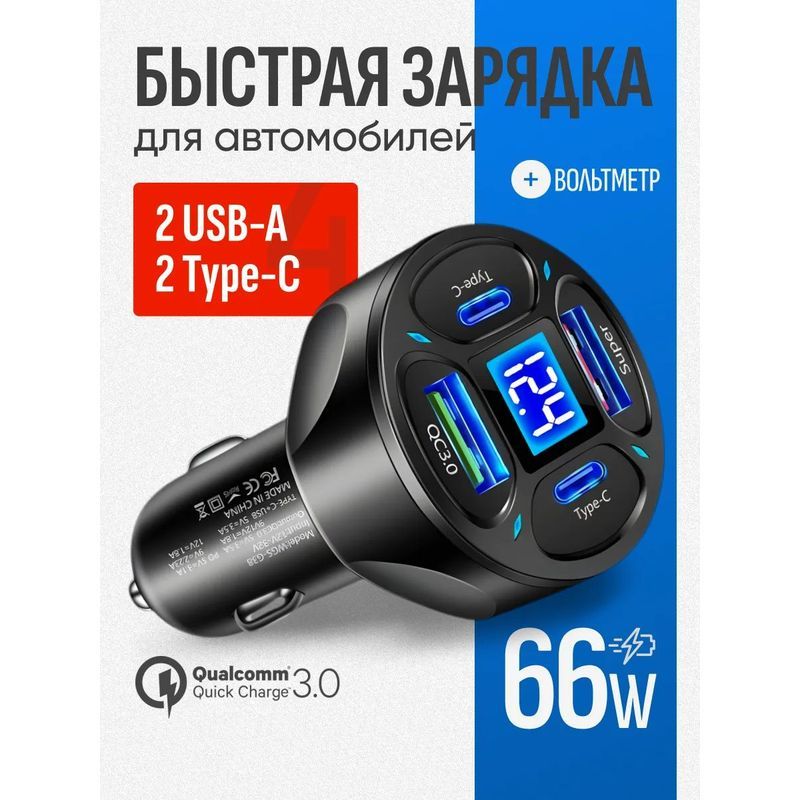 Сетевое зарядное устройство 66 Вт с поддержкой PD