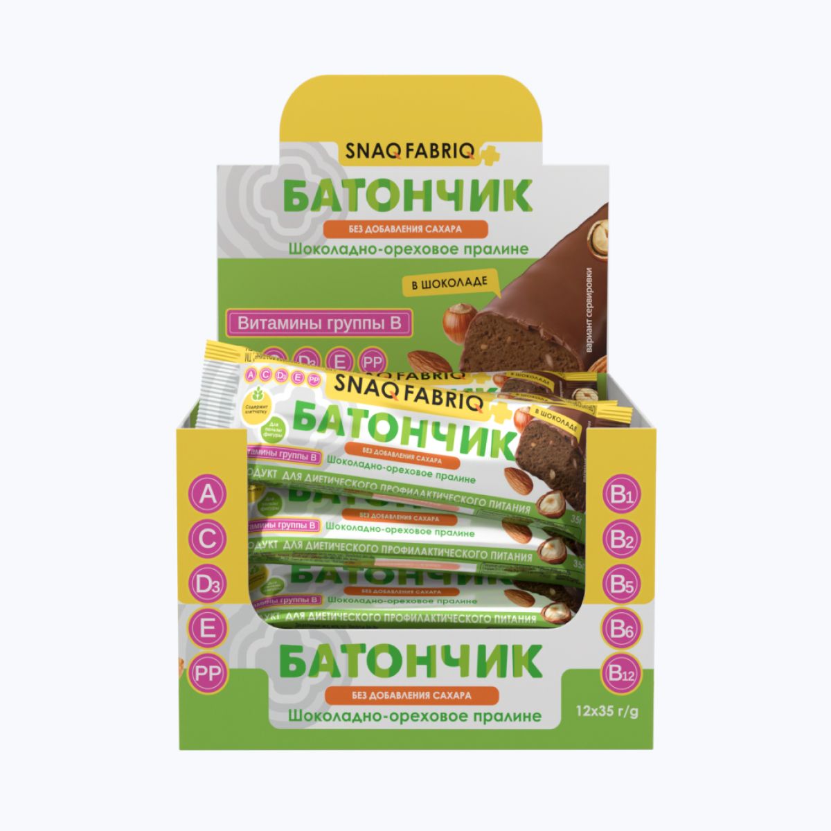 SNAQ FABRIQ батончик глазированный (шоколадно-ореховое пралине) 35 г, 12 шт.
