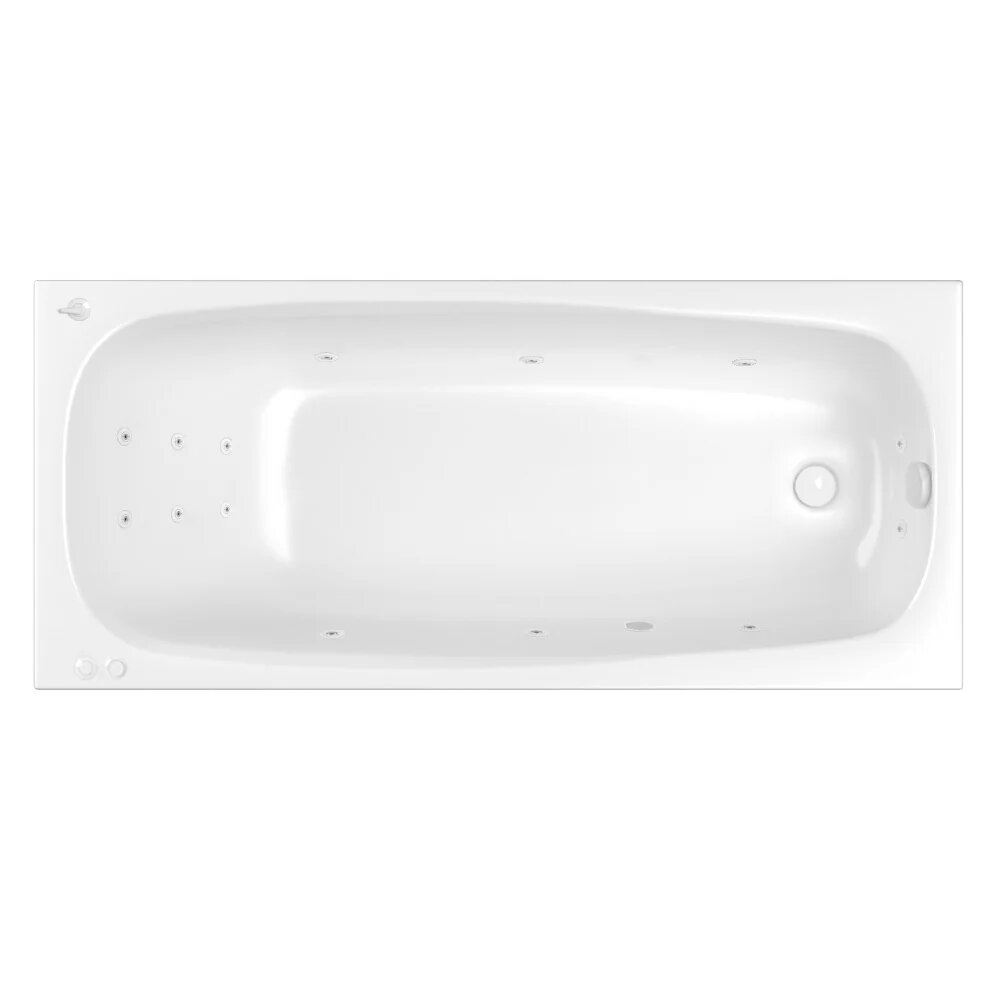 Акриловая ванна WHITECROSS 180x80, с каркасом, пристенная, встраиваемая, белая, глянцевая, со сливом-переливом, прямоугольная, с гидромассажем