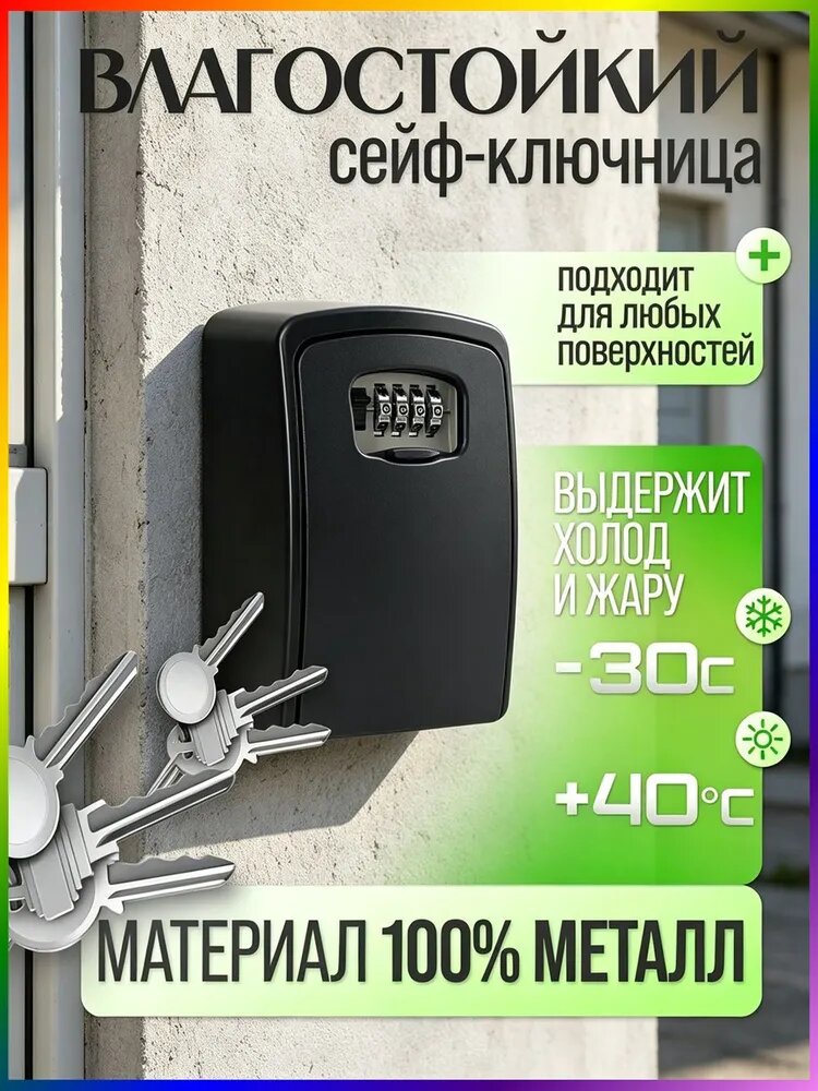 Ключница настенная 1 шт, Артикул: 5652576688, Цвет: Черный матовый