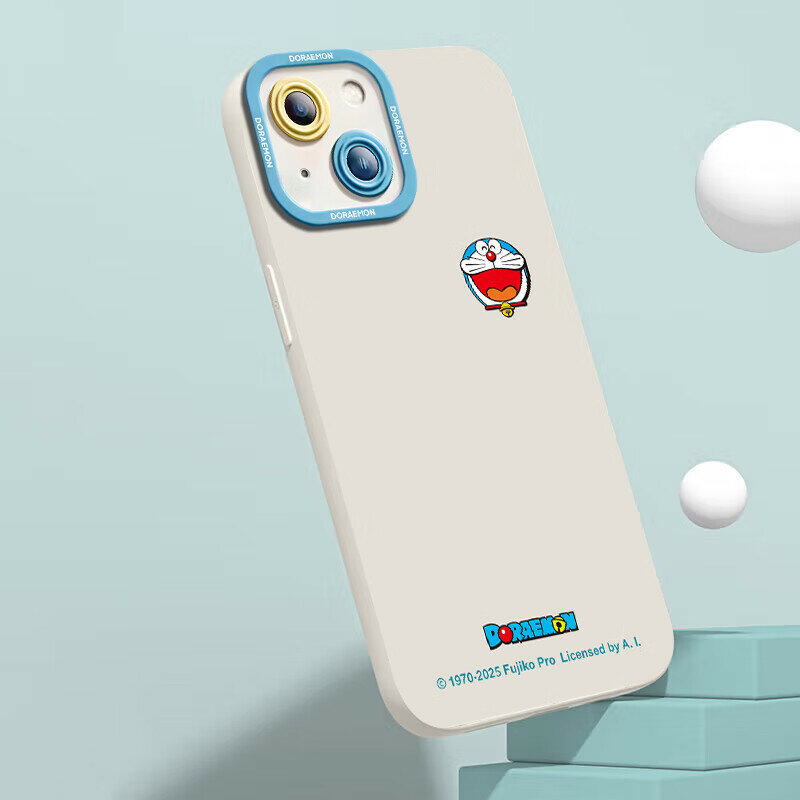 Чехол Doraemon для iPhone 15 Vintage White Силиконовый полный покрытие против отпечатков пальцев Цвет：Doraemon Vintage