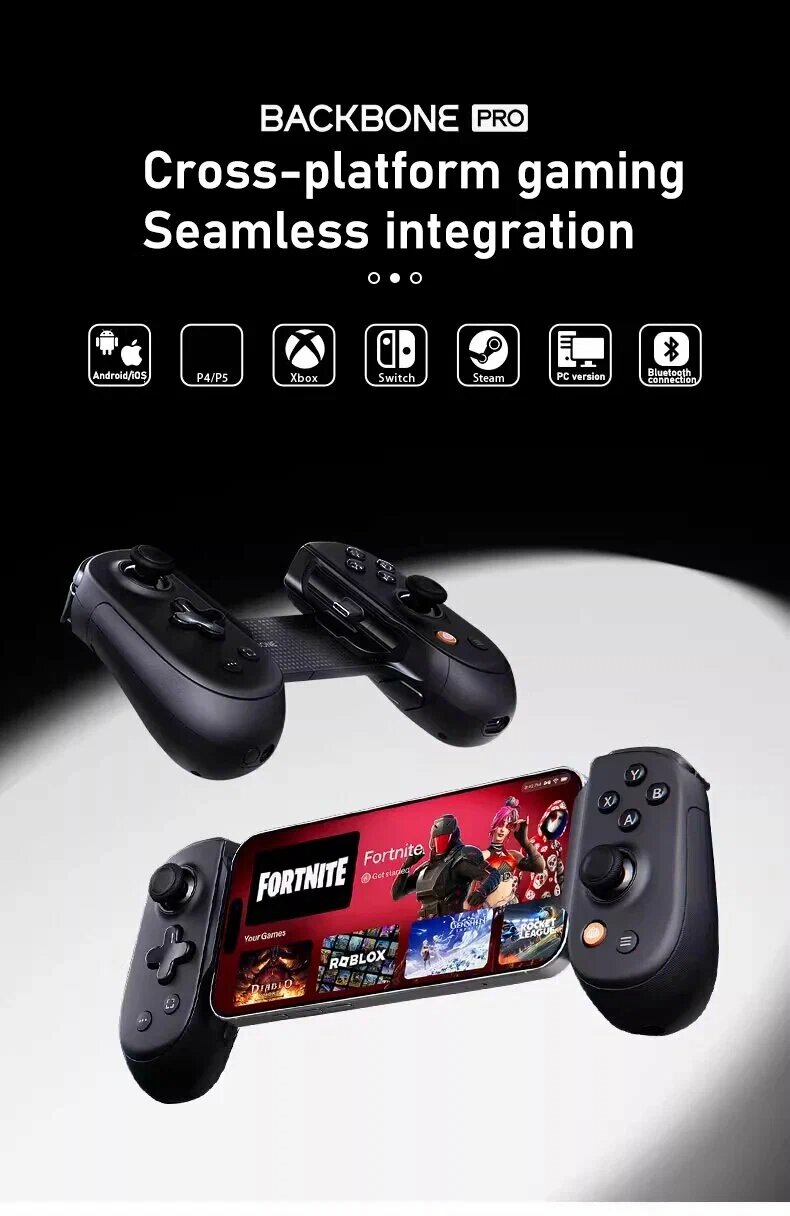 Геймпад Backbone Pro для Android/iPhone 15/16/17/18, Xbox, Switch, Ps4/Ps5, Steam и PC (Type-C и Bluetooth) Black