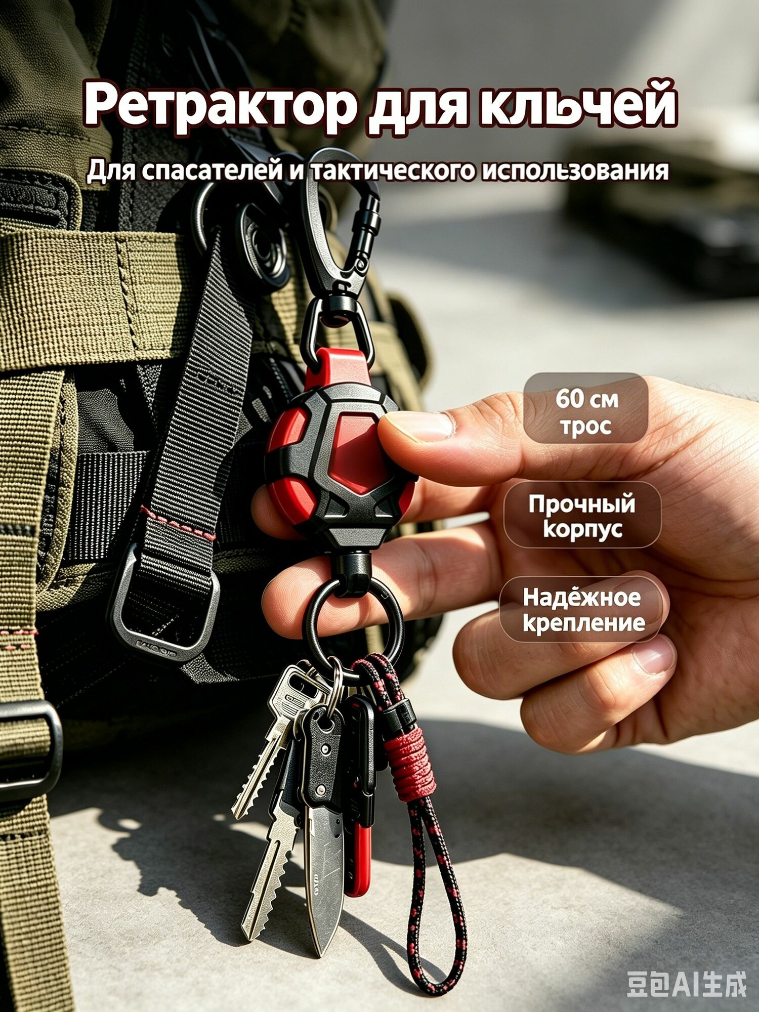 Карабин вспомогательный, длина: 150 мм, 1 шт