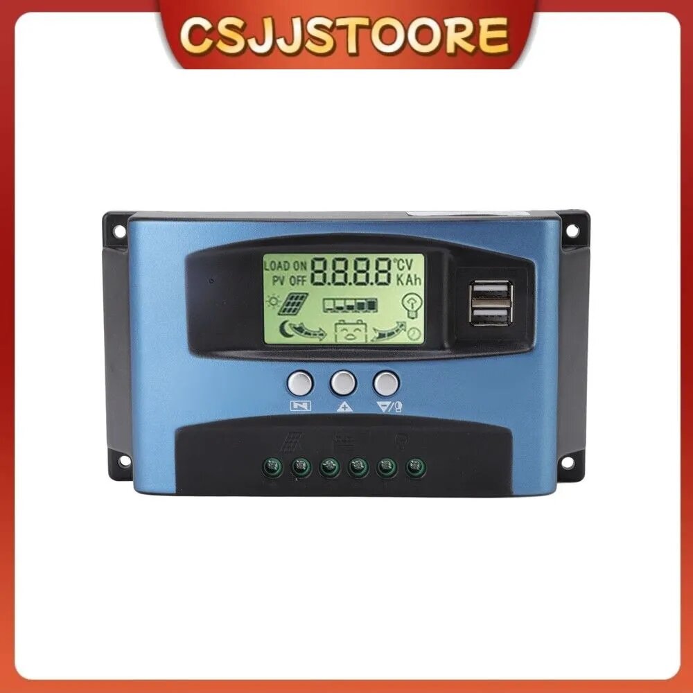 Контроллер заряда mppt 50а 12в 24в с lcd дисплеем и двойным usb