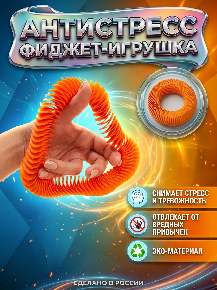 Фиджет браслет - антистресс пружинка, Оранжевый