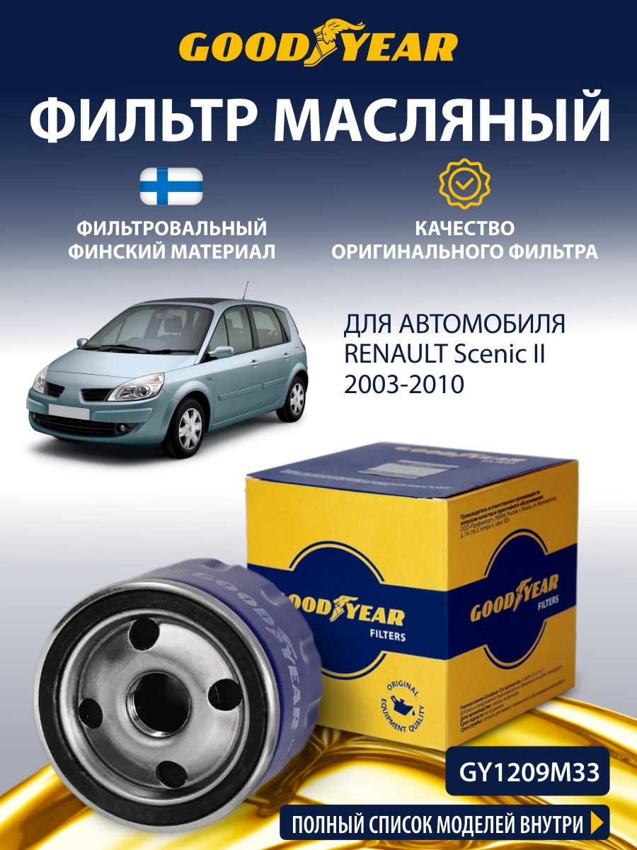 Фильтр масляный RENAULT Scenic 2 (Рено Сценик 2 бензин, дизель) 2003-2009