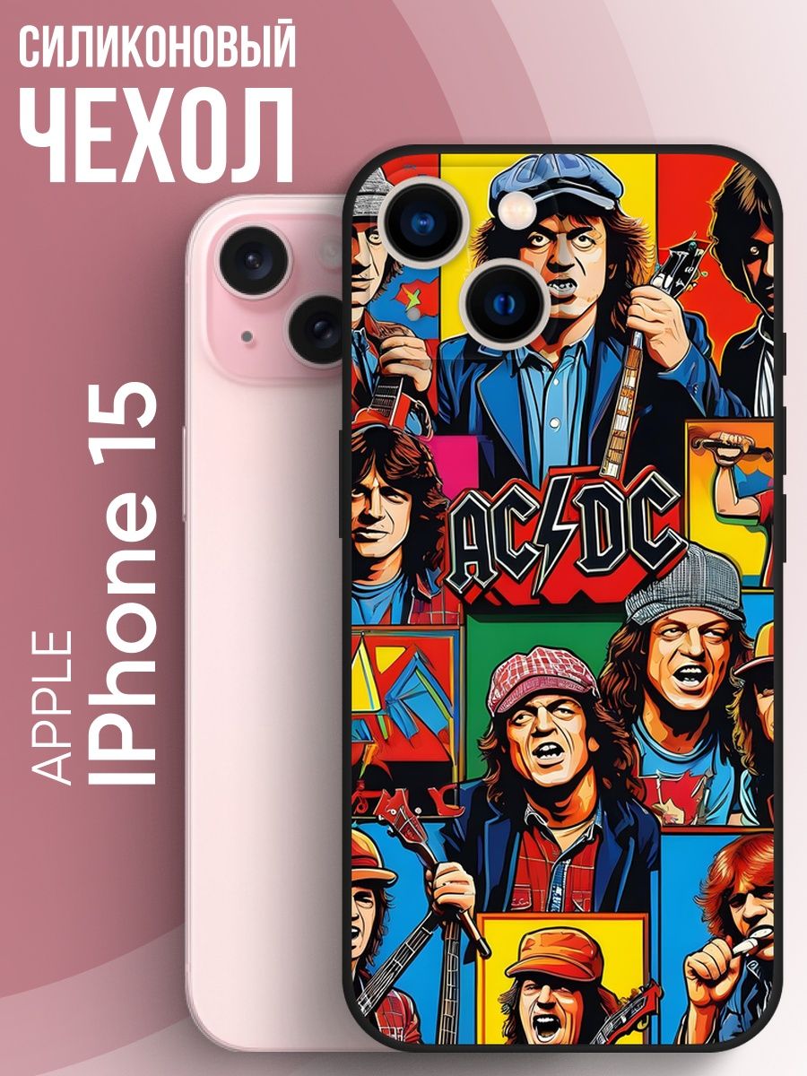 Чехол для IPhone 15 с принтом AC/DC