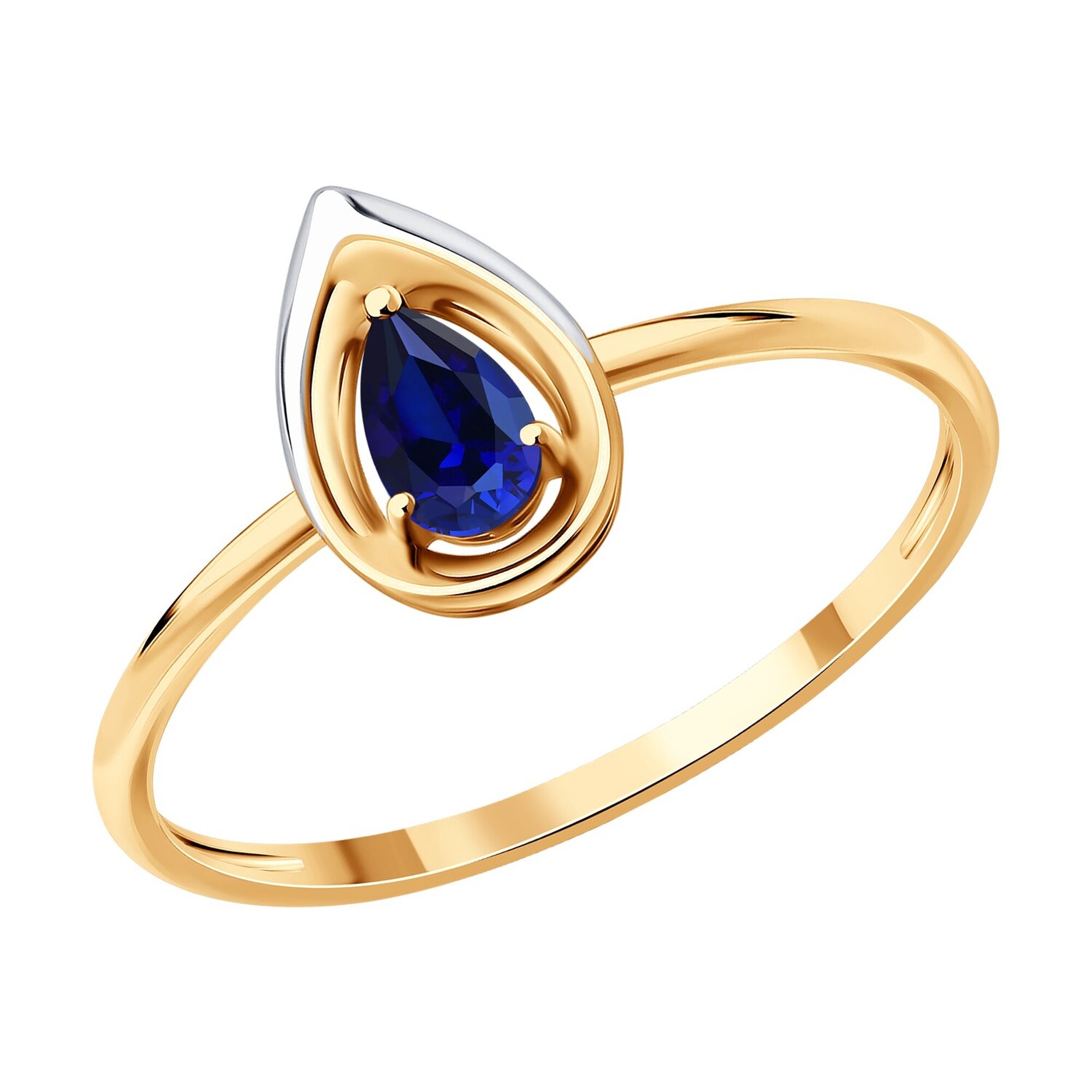Кольцо Diamant online, красное золото, 585 проба, сапфир