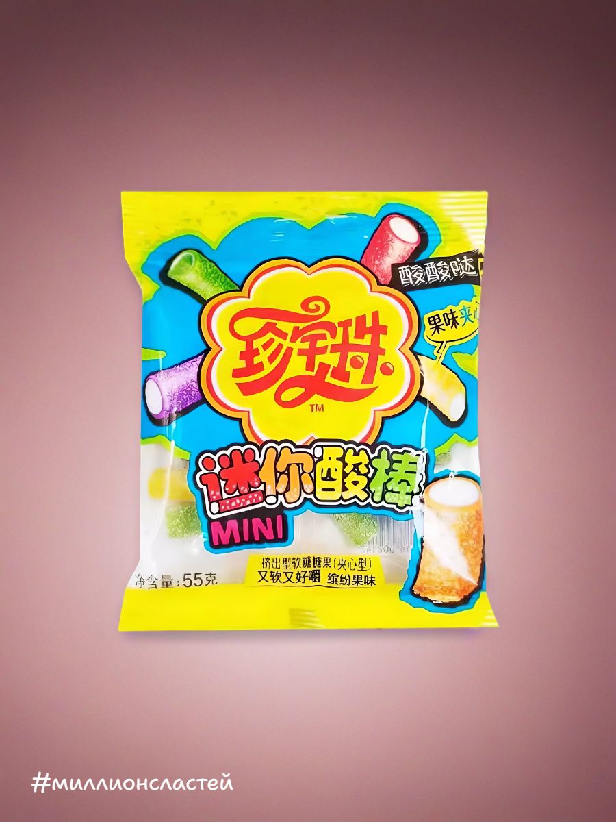 Мармелад жевательный Chupa Chups mini Sour Bar, кислые мини роллы, 55 гр. (Китай)