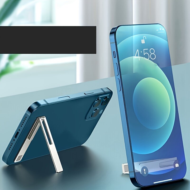 Подставка для смартфона складная с клейким креплением, регулируемый угол наклона 30°, металлическая, серебристая, для смартфонов, планшетов и камер