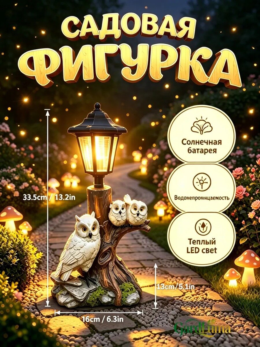 GardLuma Фигурка садовая, Цвет светло-зеленый, Вид садовой фигуры На газон