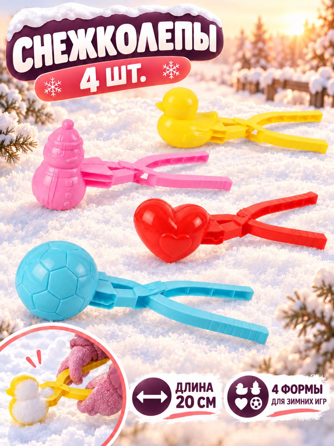 4 шт разных формы снежного шара Игрушки 20CM