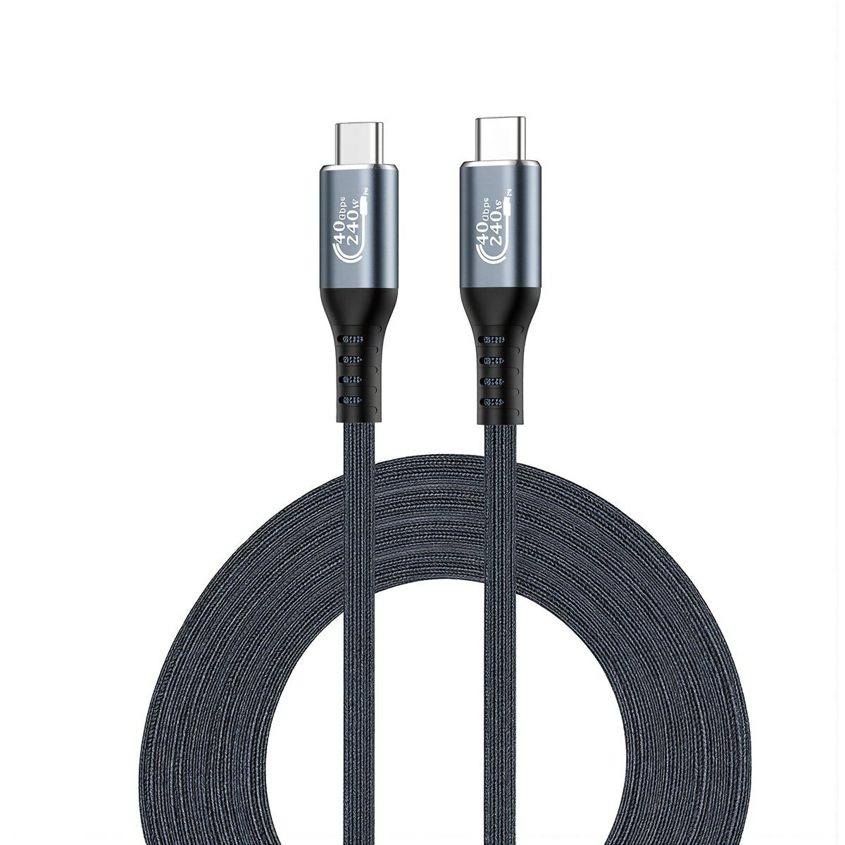 Кабель для ноутбуков телефонов дисплеев USB4 Type-C 0.5 метра 240Вт 40Гбит/с 8K 60Гц плетеный нейлон