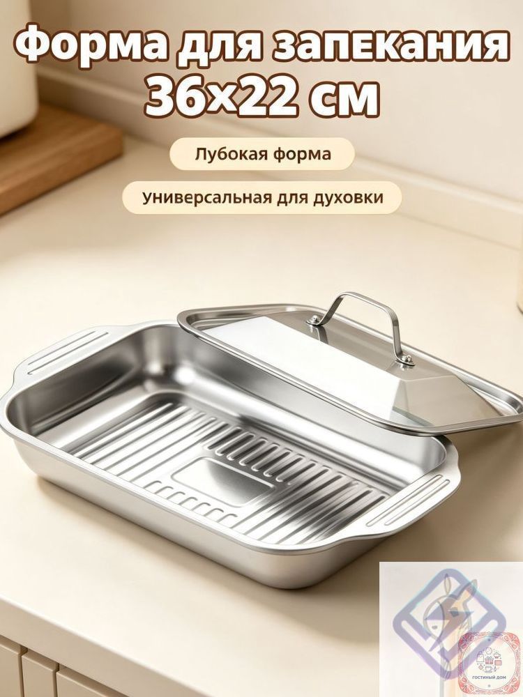 Противень 37.62x21.43 см прямоугольный, нержавеющая сталь
