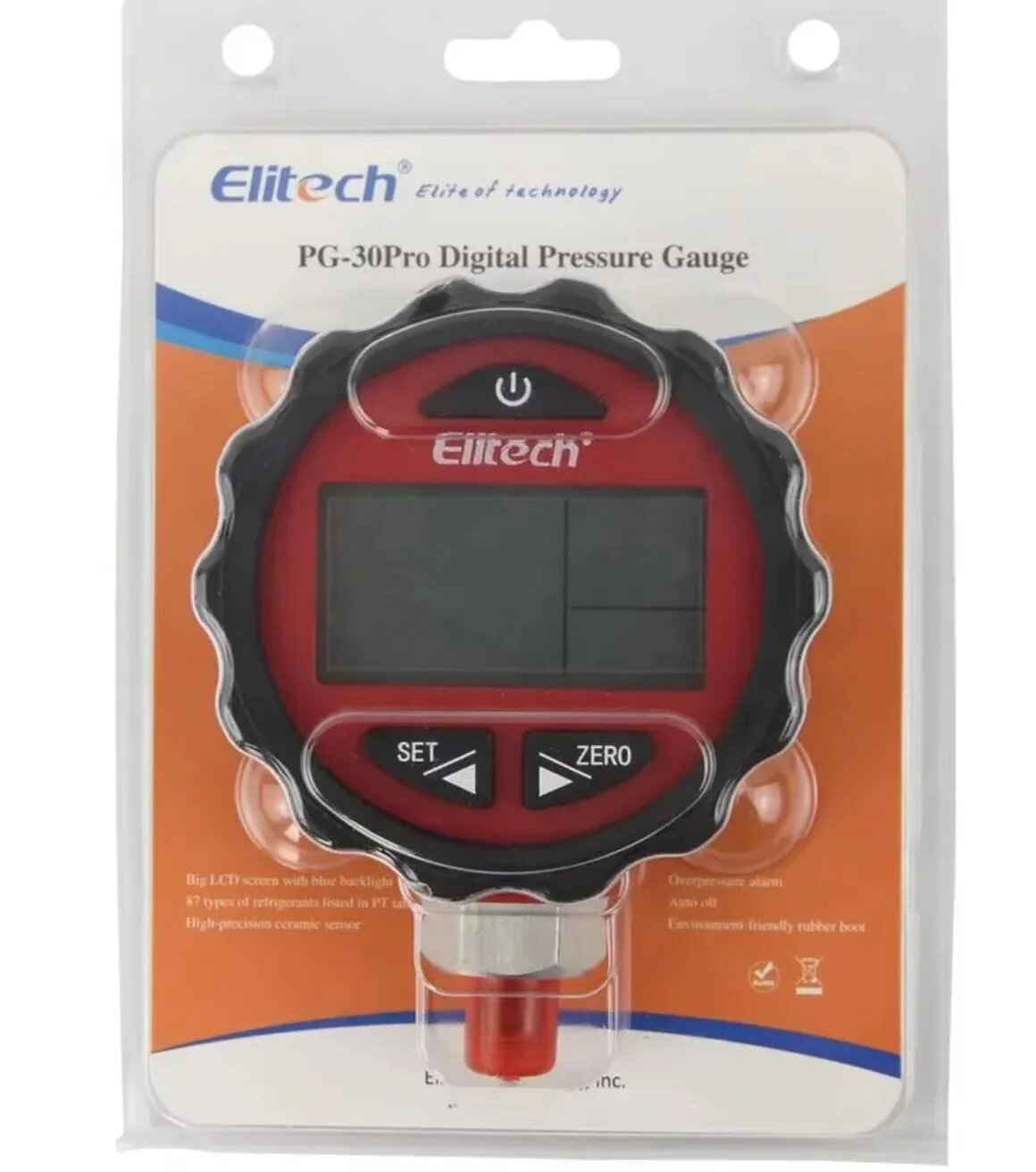 Цифровой манометр Elitech PG-30Pro, красный