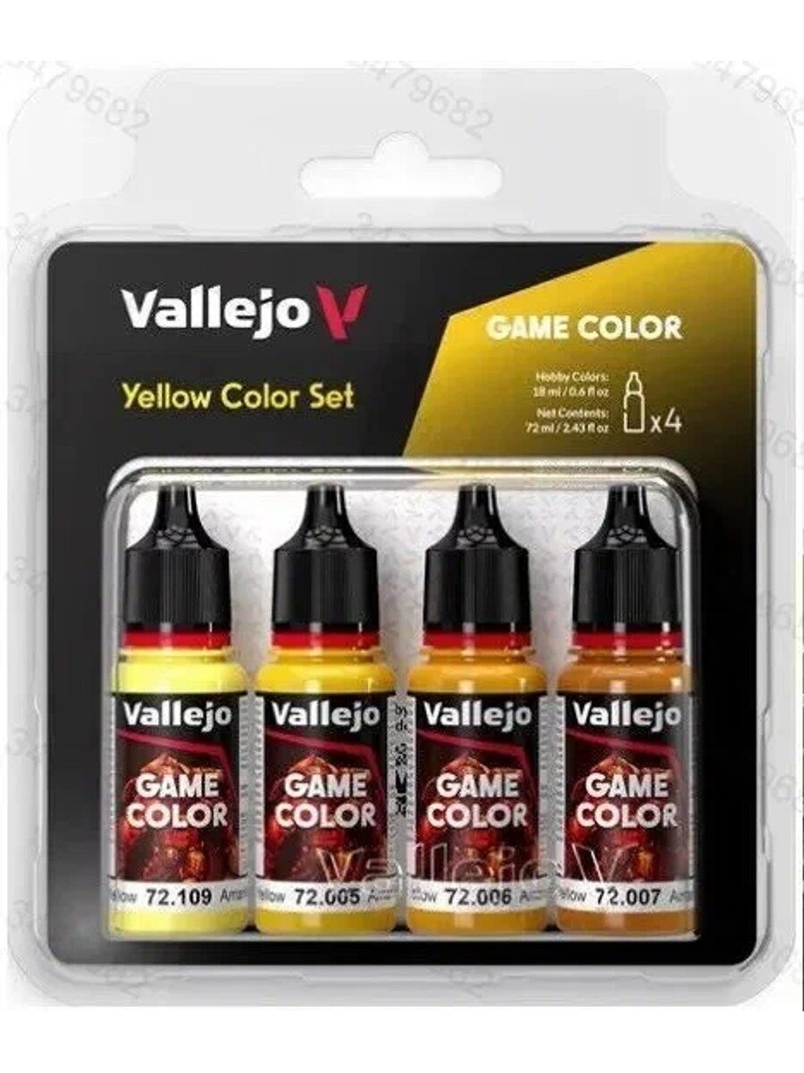 Краски акриловые для моделирования Vallejo серии Game color - Yellow Color Set 72378 (4 красок по 18 мл)