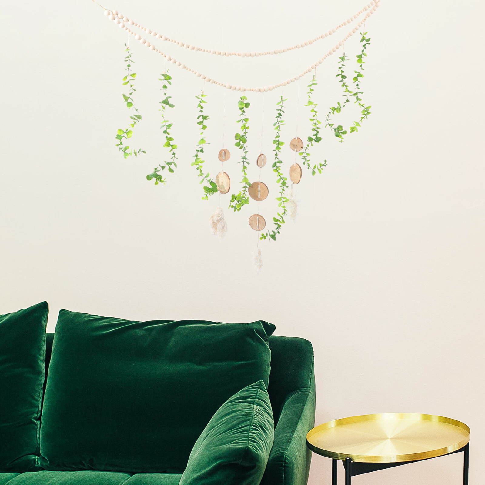 Macrame Для Отображения Фотографий На Стену Богемное Укрась Деревянными Бусинами 100.00X80.00X2.00Cm