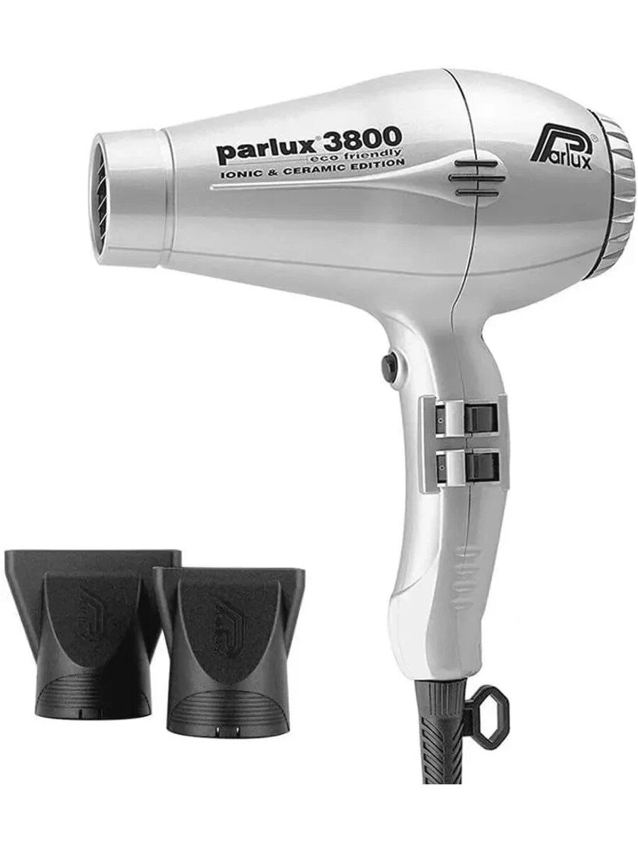Parlux Фен для волос PARLUX3800吹风机 1600 Вт, скоростей 2, кол-во насадок 2, серебристый