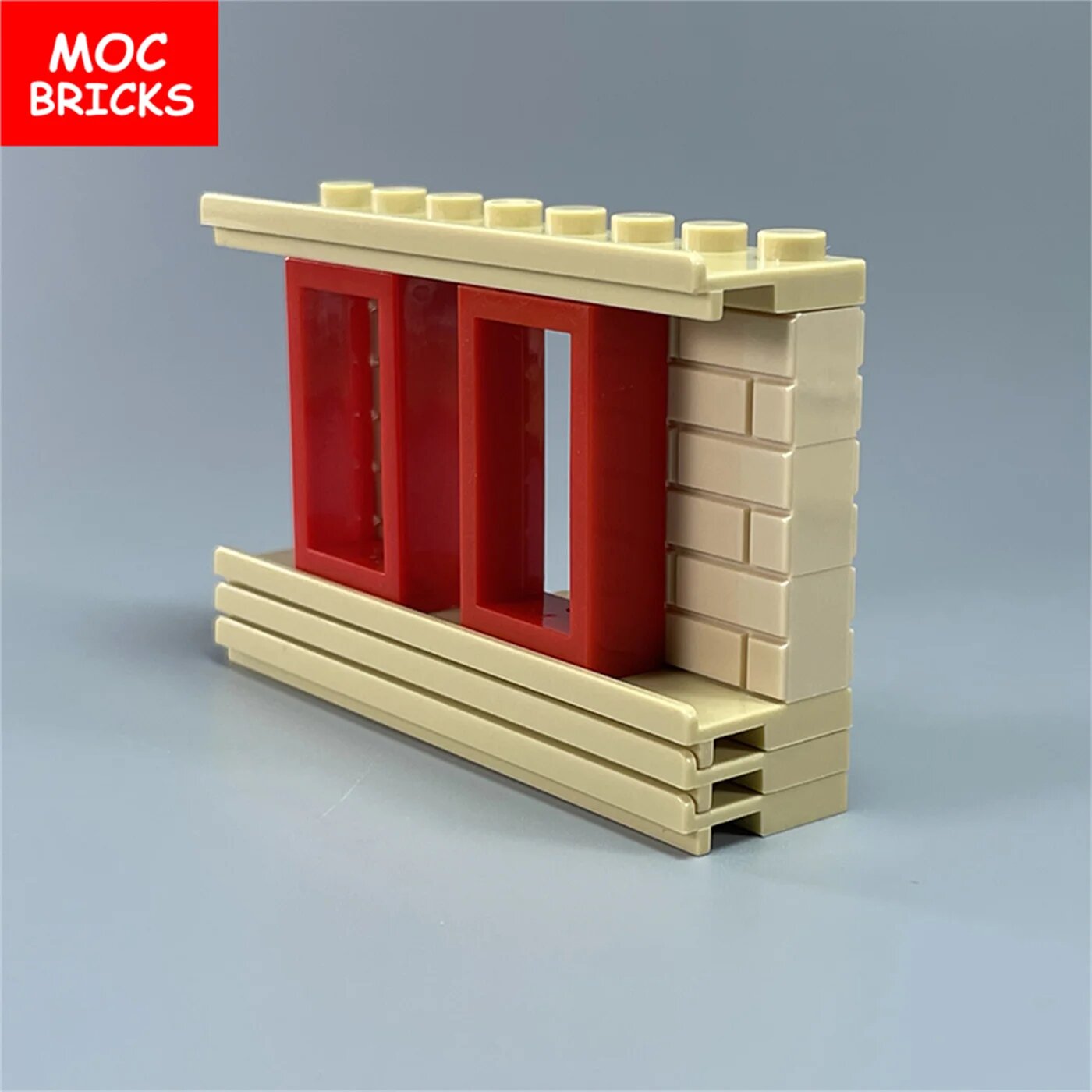 MOC BRICKS Пластины 2x8 с дверной направляющей для сборки Красный, Door Rail Set