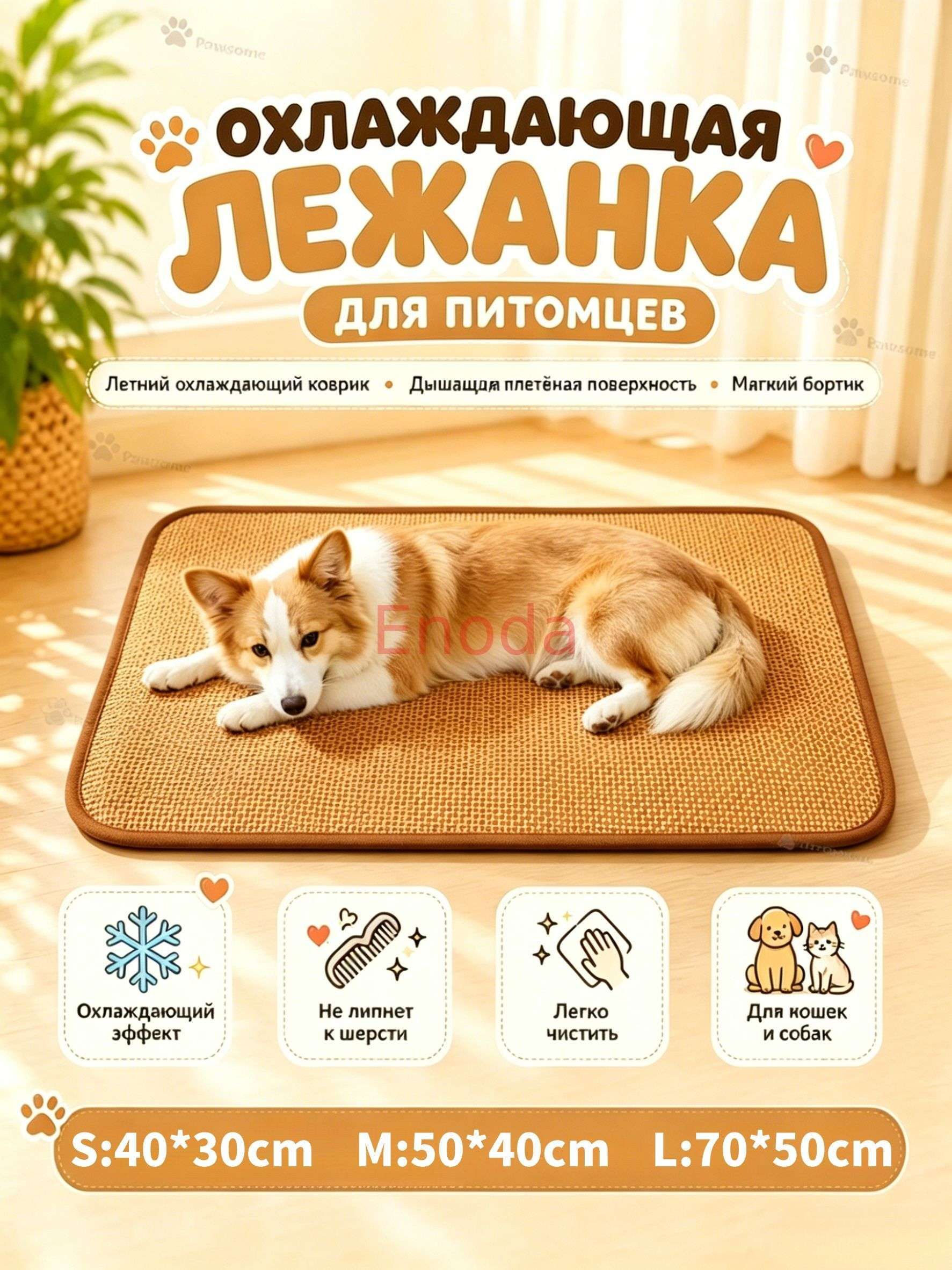 Летняя прохлаждающая подстилка для домашних животных из дышащей мягкой ткани, складываемая