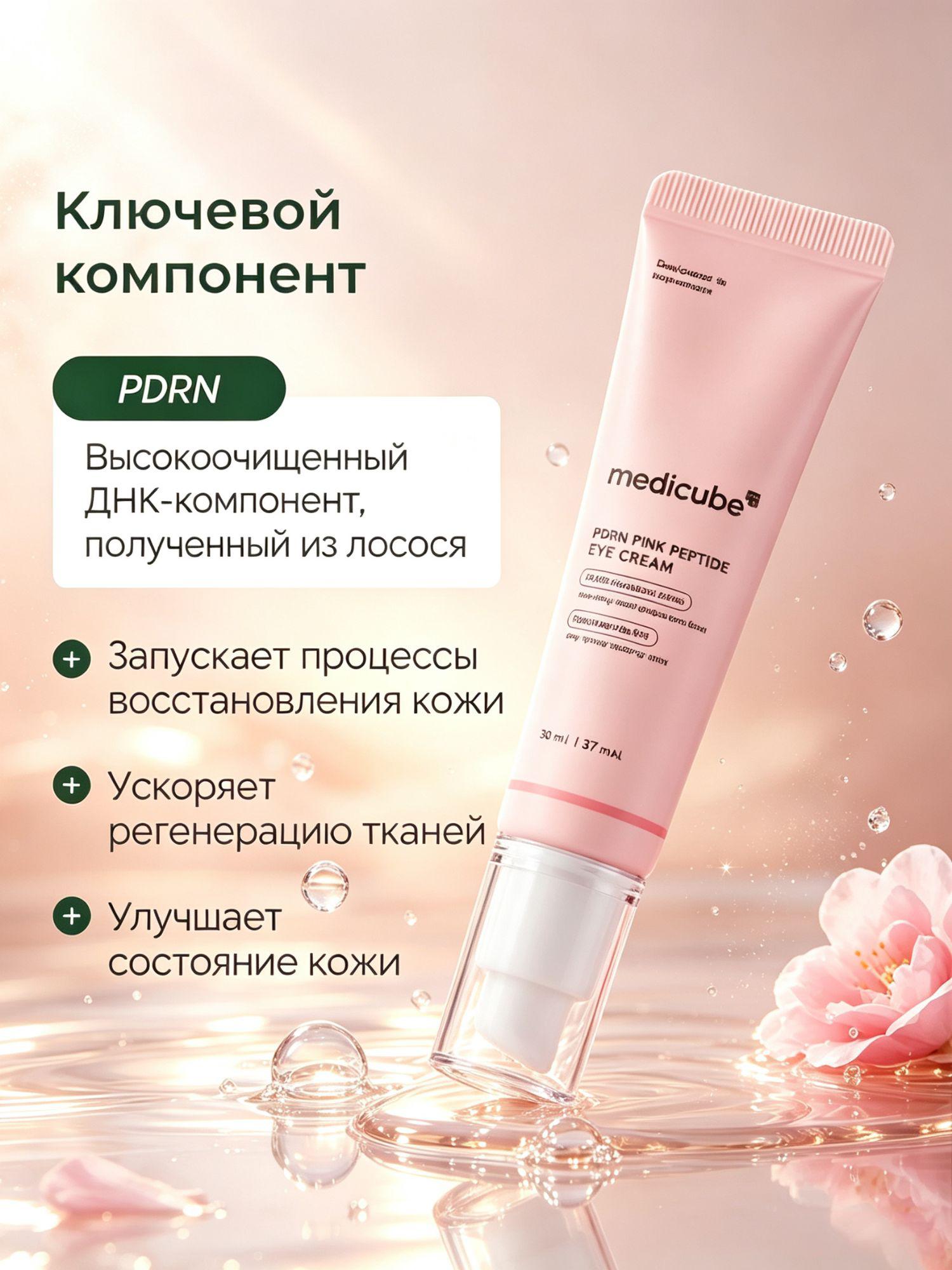 Medicube крем для век с PDRN и пептидами, убирает сухость и следы усталости, разглаживает кожу вокруг глаз, 30 мл