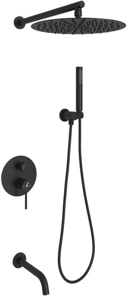 Душевой комплект Oliveeka OL-88939017-MB 300 мм, со смесителем, черный матовый