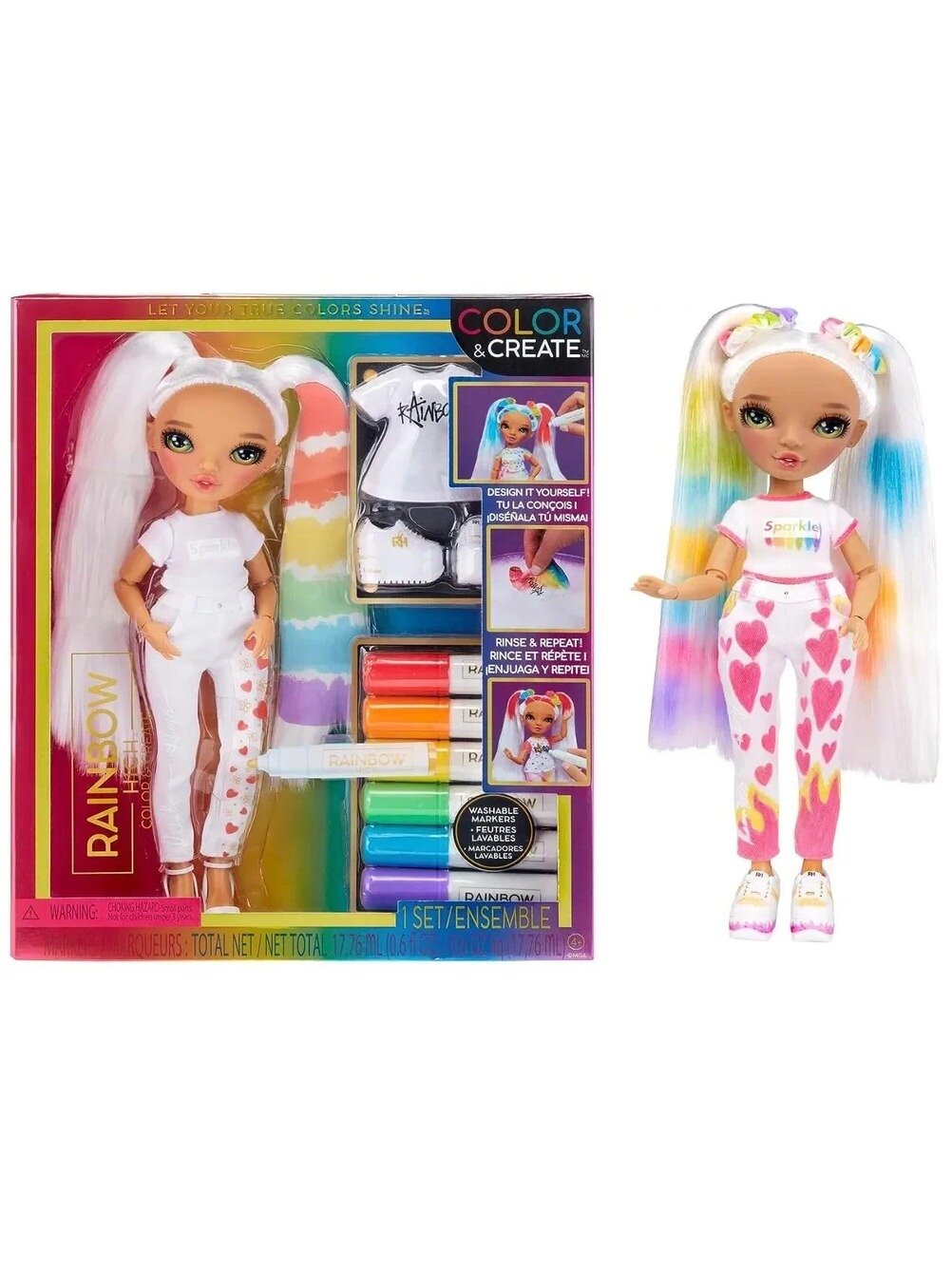 Rainbow High color&create Разноцветные куклы из радужной школы 28CM)