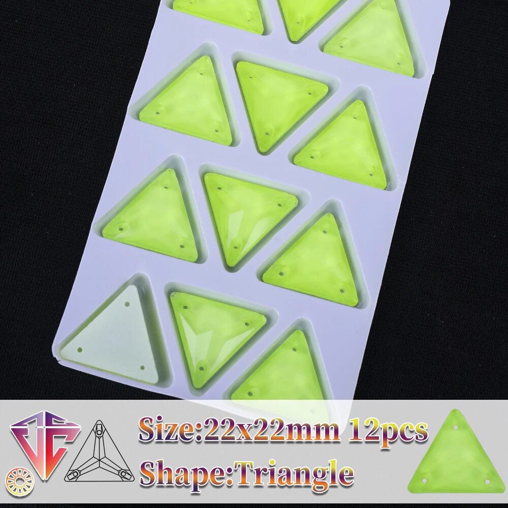 Флуоресцентные стеклянные треугольные стразы VC Critine22x22mm12pcs